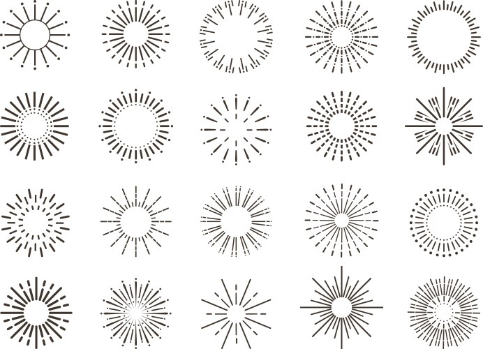 Abstract sun burst rays with border and frames Vector Image