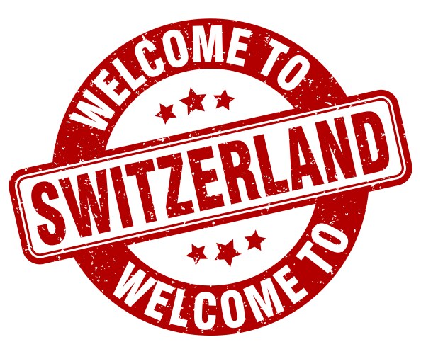 Welcome to switzerland stamp round Royalty Free Vector Image