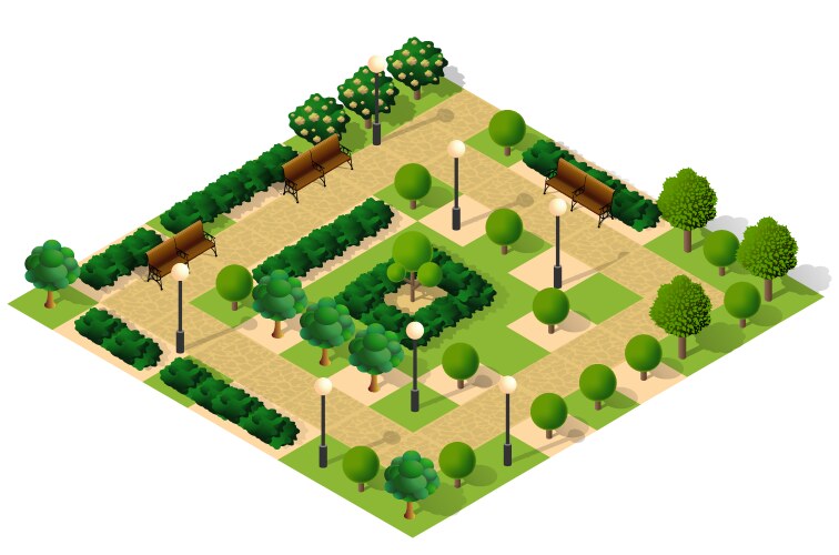 City quarter top view landscape isometric 3d Vector Image