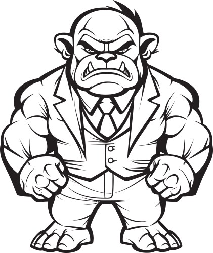 Corporate orc ceo badge tailored suit emblem Vector Image