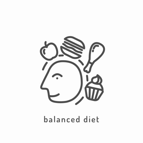 Healthy eating and diet planning line icon set Vector Image