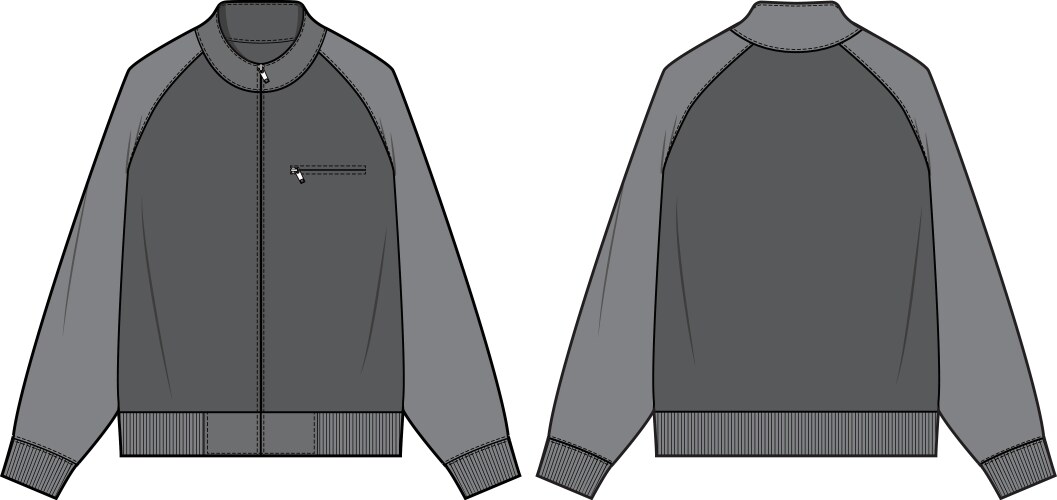 Mock neck half zip anorak fashion flat templates Vector Image
