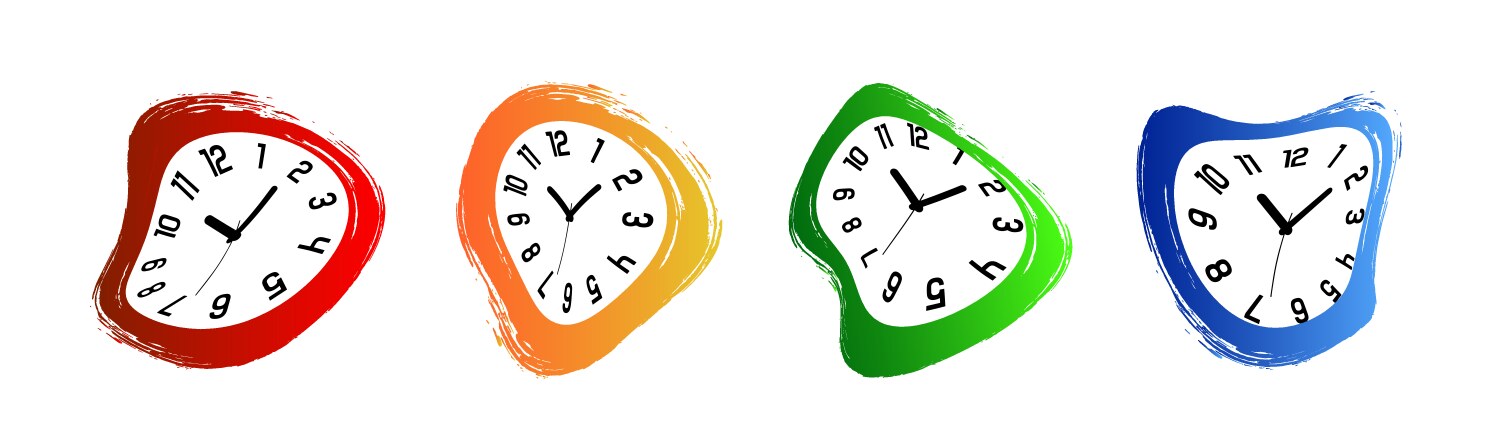 Melting watches deformed wall clock Royalty Free Vector