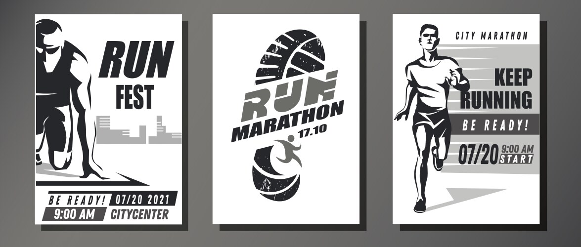 Running people set of symbols competition Vector Image