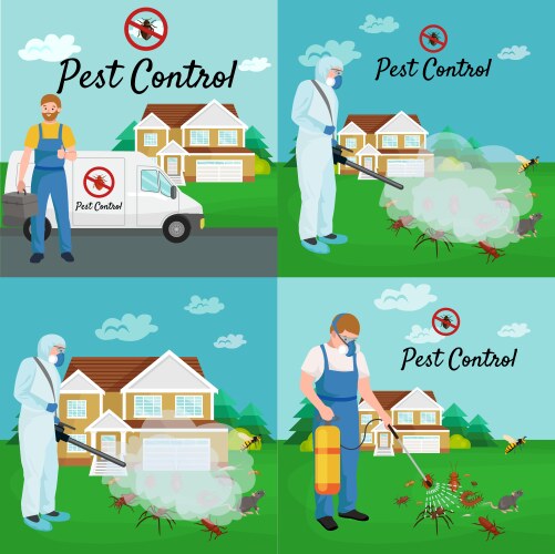 Pest control poster or flyer with funny cockroach Vector Image