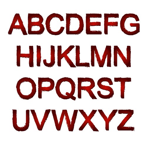 Set of red alphabets with numerals 3d alphabet Vector Image