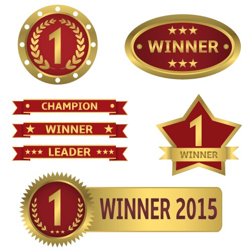 Number one first place winner ribbons and badges Vector Image