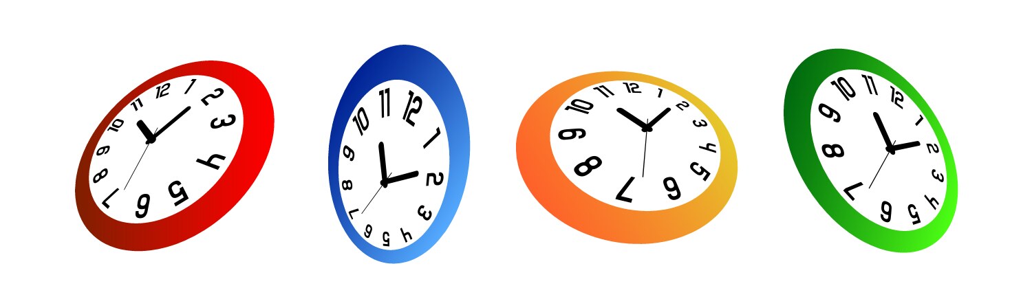 Melting watches deformed wall clock Royalty Free Vector