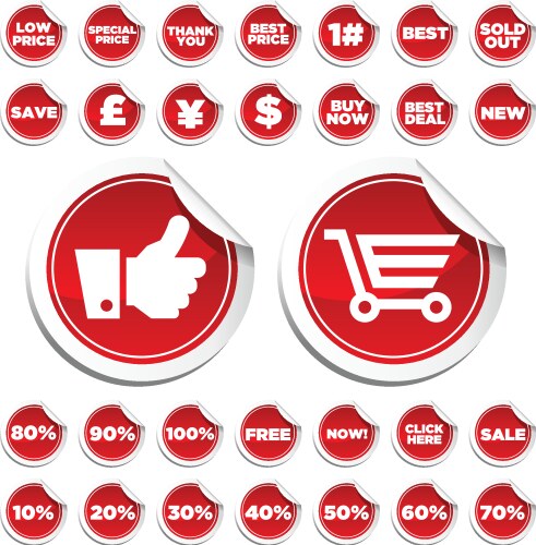 Collection of cute hearts stickers Royalty Free Vector Image