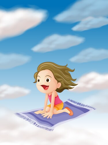 Aladdin on flying carpet at night Royalty Free Vector Image