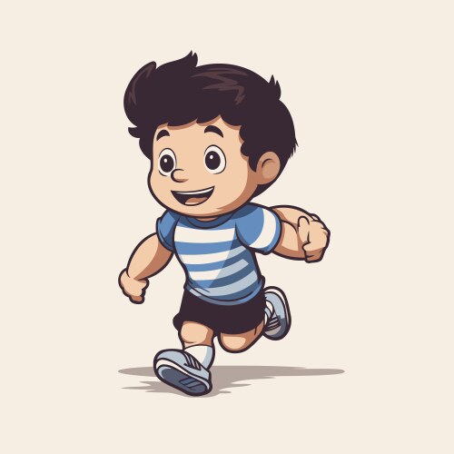 Cartoon little boy running in a race on white Vector Image