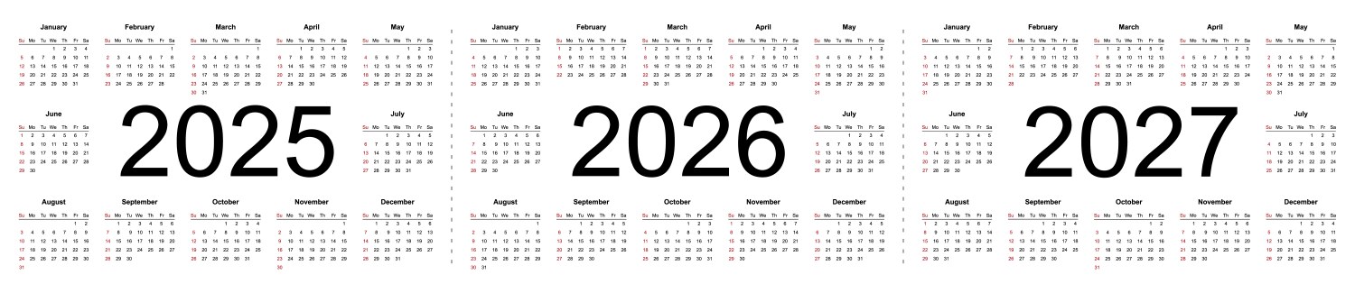 Simple editable calendars for year 2025 Royalty Free Vector