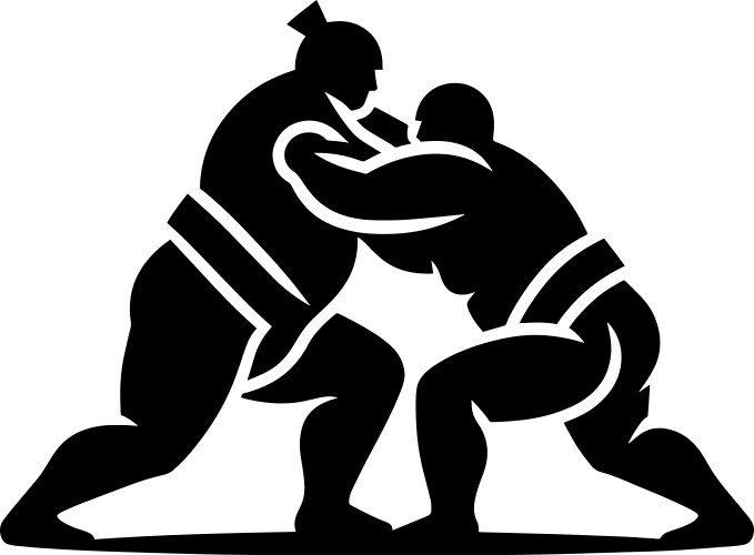 Sumo fight silhouette isolated on a white Vector Image