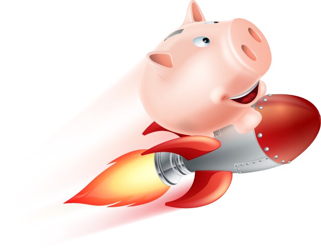 Cute pig cartoon flying on white background Vector Image