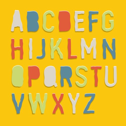 Sketchy collage font abc colorful Royalty Free Vector Image