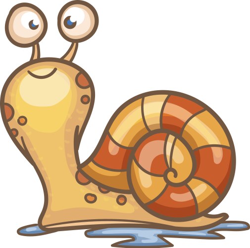 Cartoon funny snail eating a leaf Royalty Free Vector Image