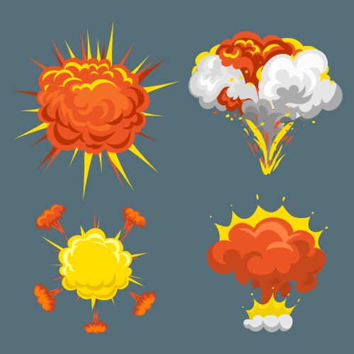 Cartoon explosion boom effect animation game Vector Image