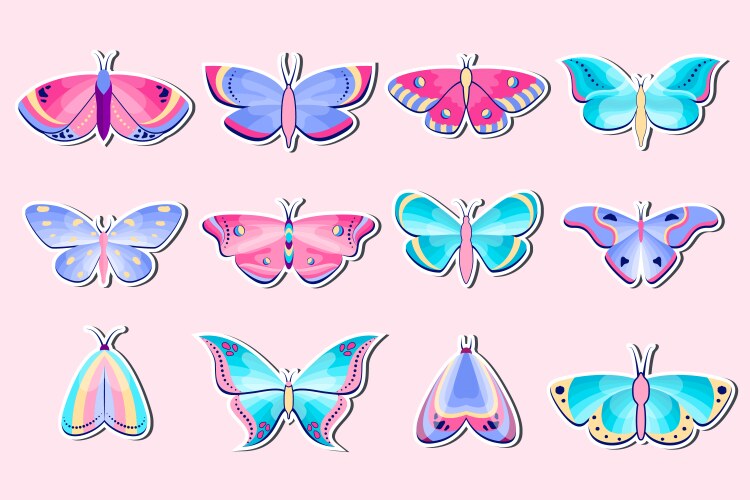 Cute butterflies collection 3 Royalty Free Vector Image