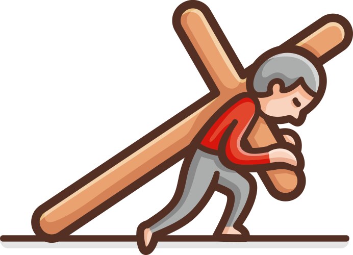 Jesus christ carrying cross cartoon graphic Vector Image