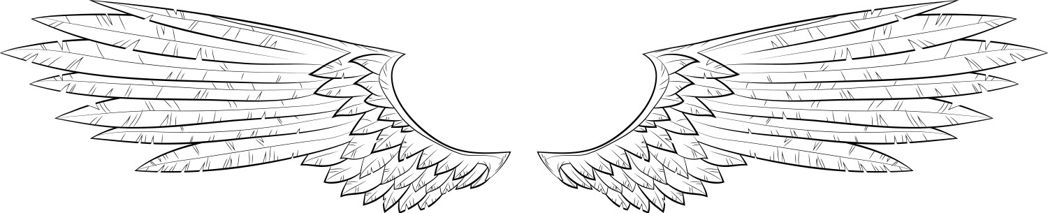 Cartoon wings in black and white Royalty Free Vector Image