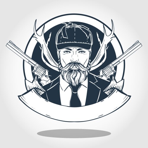 Hand drawn sketch hunter men Royalty Free Vector Image