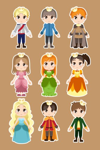 Six cartoon princess characters Royalty Free Vector Image