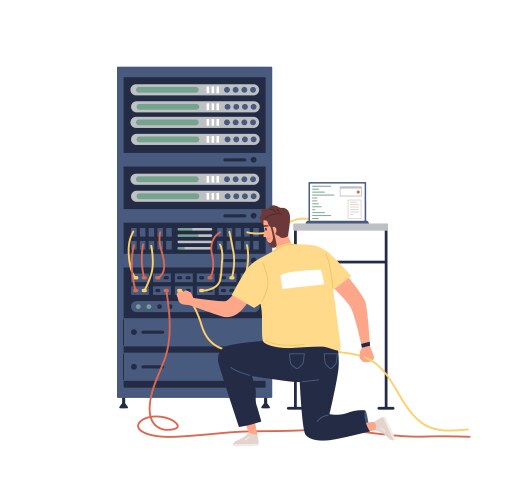 Sysadmin network engineer characters set Vector Image