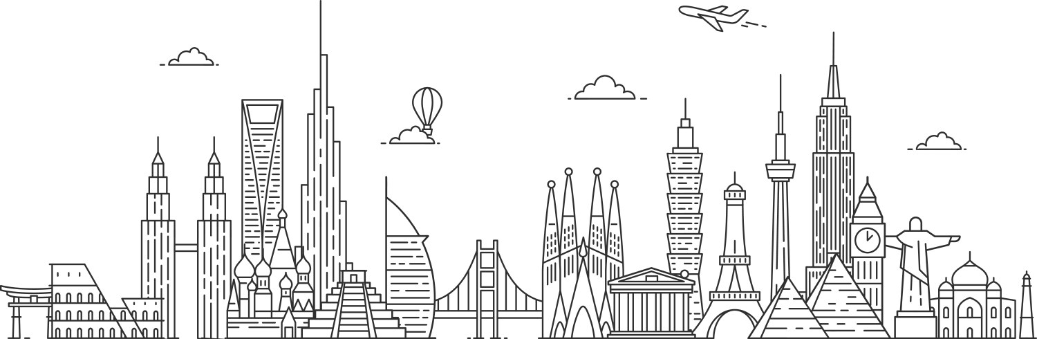 Outline World Famous Building Vector Images (over 2,100)