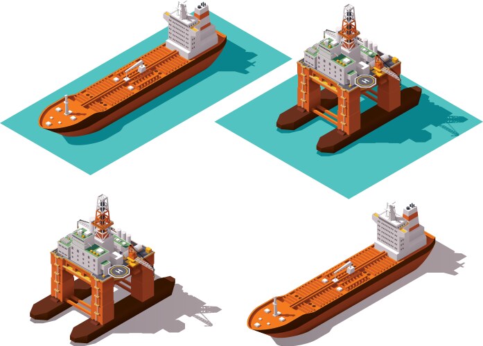 Isometric tunneling drilling rigs self-propelled Vector Image