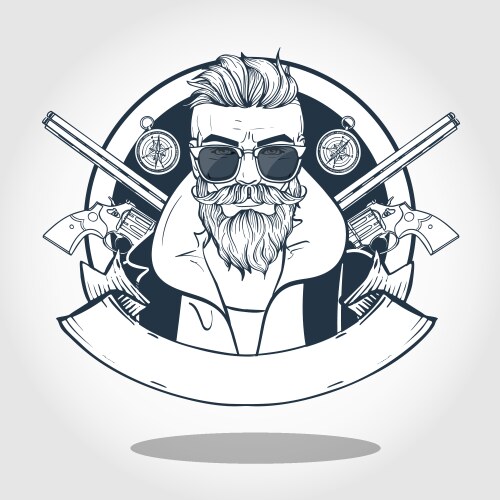 Hand drawn sketch hunter men Royalty Free Vector Image