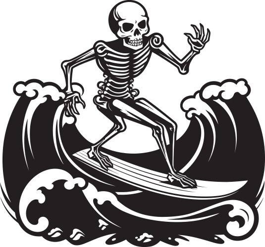 Surfing dead skeleton logo graphics surfer Vector Image