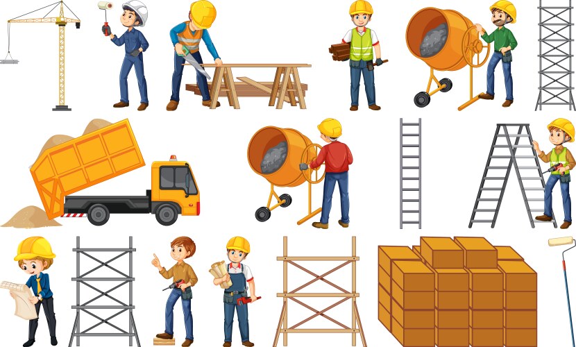 Carpenter with wood and tools Royalty Free Vector Image