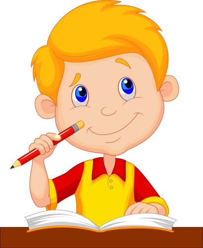 Cartoon little boy studying Royalty Free Vector Image