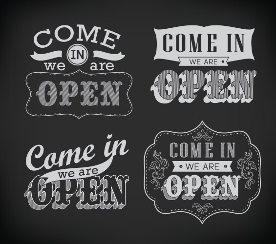 Open vintage retro sign Royalty Free Vector Image
