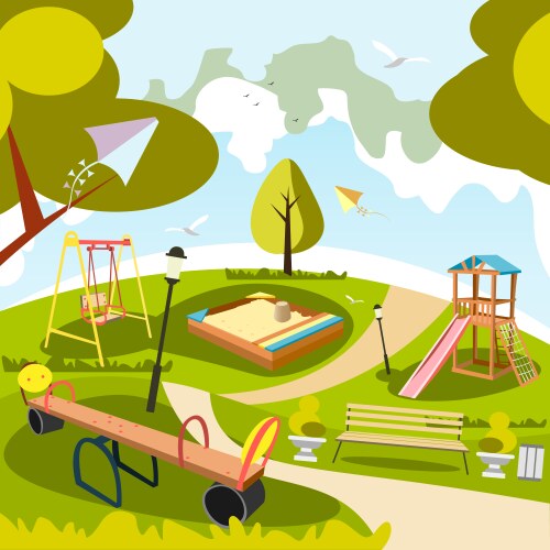 Cartoon empty playground Royalty Free Vector Image
