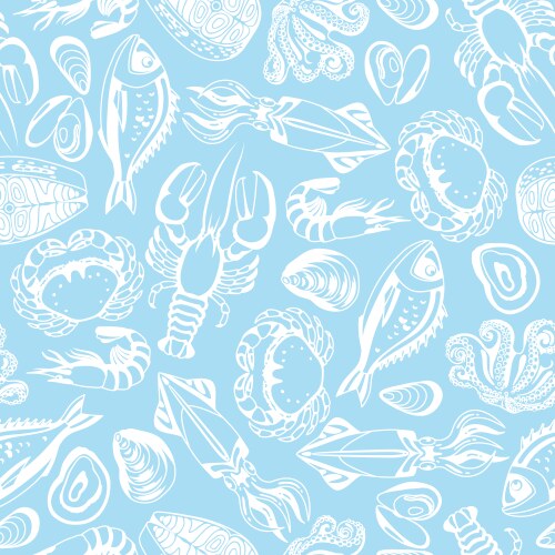 Background with various seafood Royalty Free Vector Image