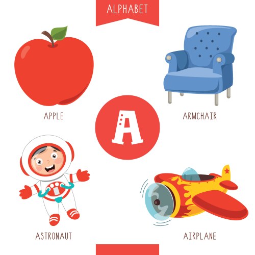 Alphabet E - Educational Pictures – Royalty-Free Vector | VectorStock