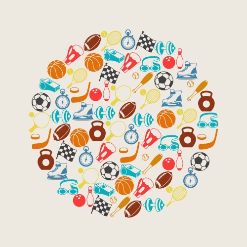 Sports background with soccer football flat icons Vector Image