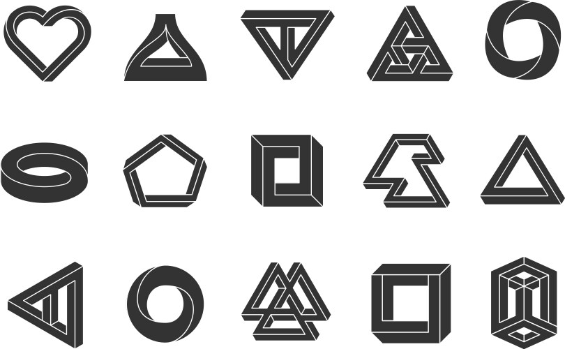 Impossible geometry shape optical illusion line Vector Image