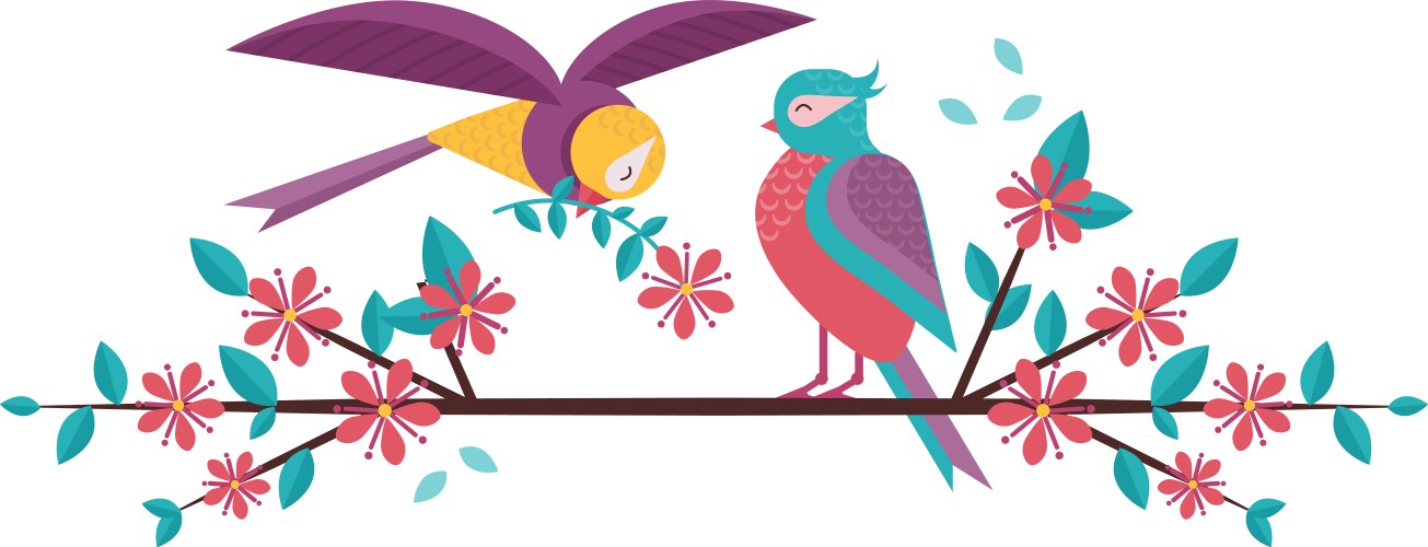 Tree branch and birds collection Royalty Free Vector Image