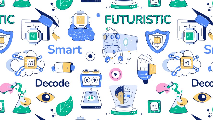 Ai technology hand drawn Royalty Free Vector Image