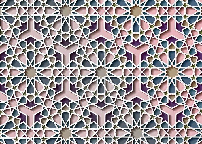Seamless islamic pattern white mosaic line art Vector Image
