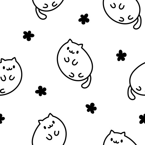 Cute little cat seamless pattern coloring page Vector Image