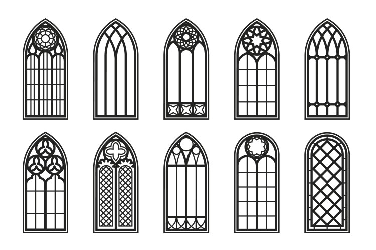 Gothic Window Patterns Royalty Free Vector Image
