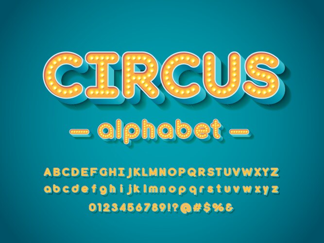 Broadway lights retro style light bulb font Vector Image