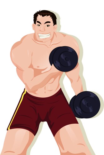 Cartoon funny muscular man showing gesture two Vector Image