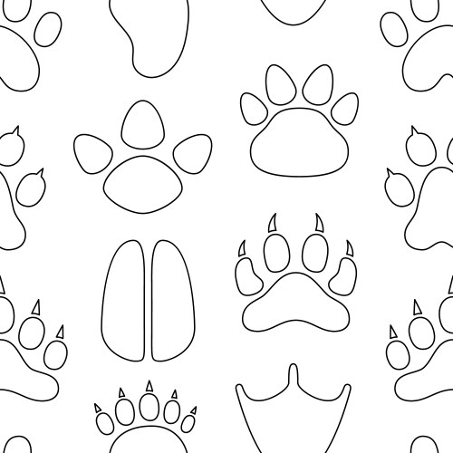 Animal paw print seamless pattern coloring page Vector Image