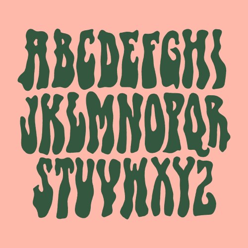 Hippie bohemian groovy postmodern funky font Vector Image