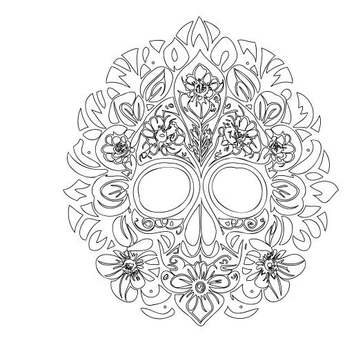 Skull mandala outline sketch Royalty Free Vector Image