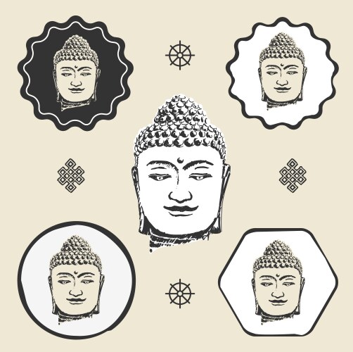 Buddhism symbols seamless pattern Royalty Free Vector Image